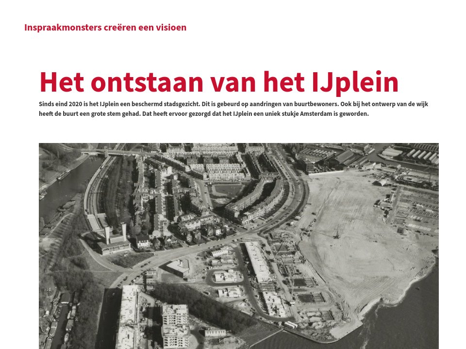 Het ontstaan van IJplein - Ons Verhaal IJpleinbuurt
